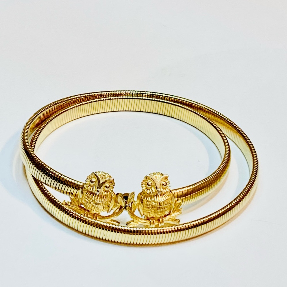 Vintage Mimi Di N Gold Metal Owl Belt - Gem